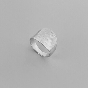Sterling Silver Thin Hammered Concave Ring, Boho Ring, Silver Ring, Wide Ring, Statement Ring - Etsy