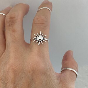 Sterling Silver Happy Sunshine Ring, Sun Ring, Silver Ring, Celestial ...