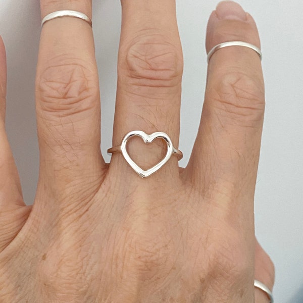 Open Heart Ring - Etsy