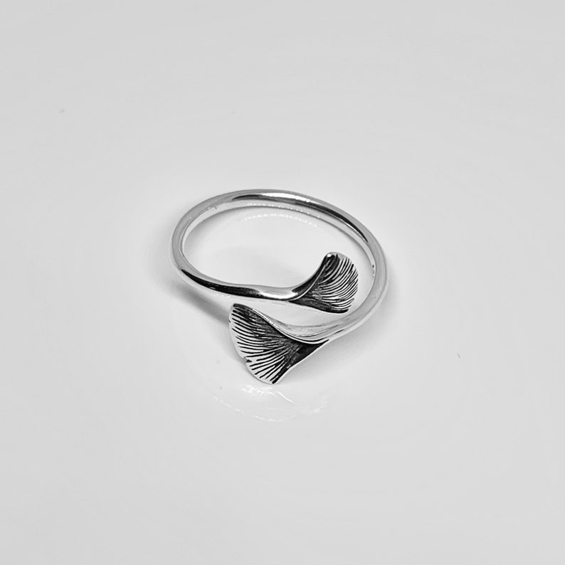 Sterling Silver Wraparound Ginkgo Leaf Ring Dainty Ring Boho - Etsy