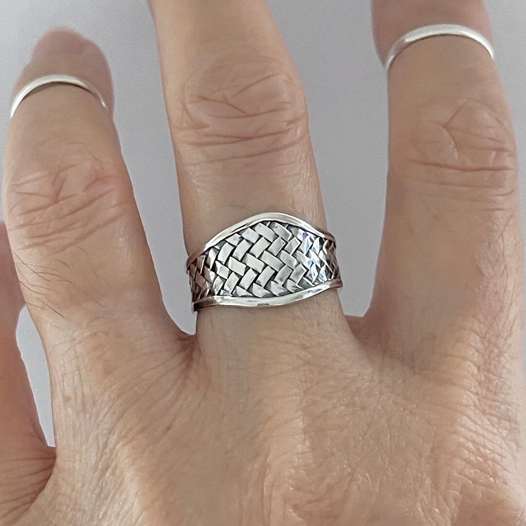 Sterling Silver Cuff Weave Ring, Braided Ring, Silver Ring, Boho Ring ...