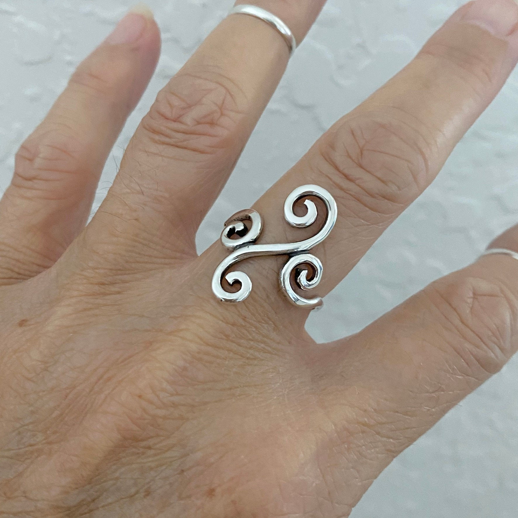 Sterling Silver Swirly Ring Silver Ring Boho Ring Statement | Etsy