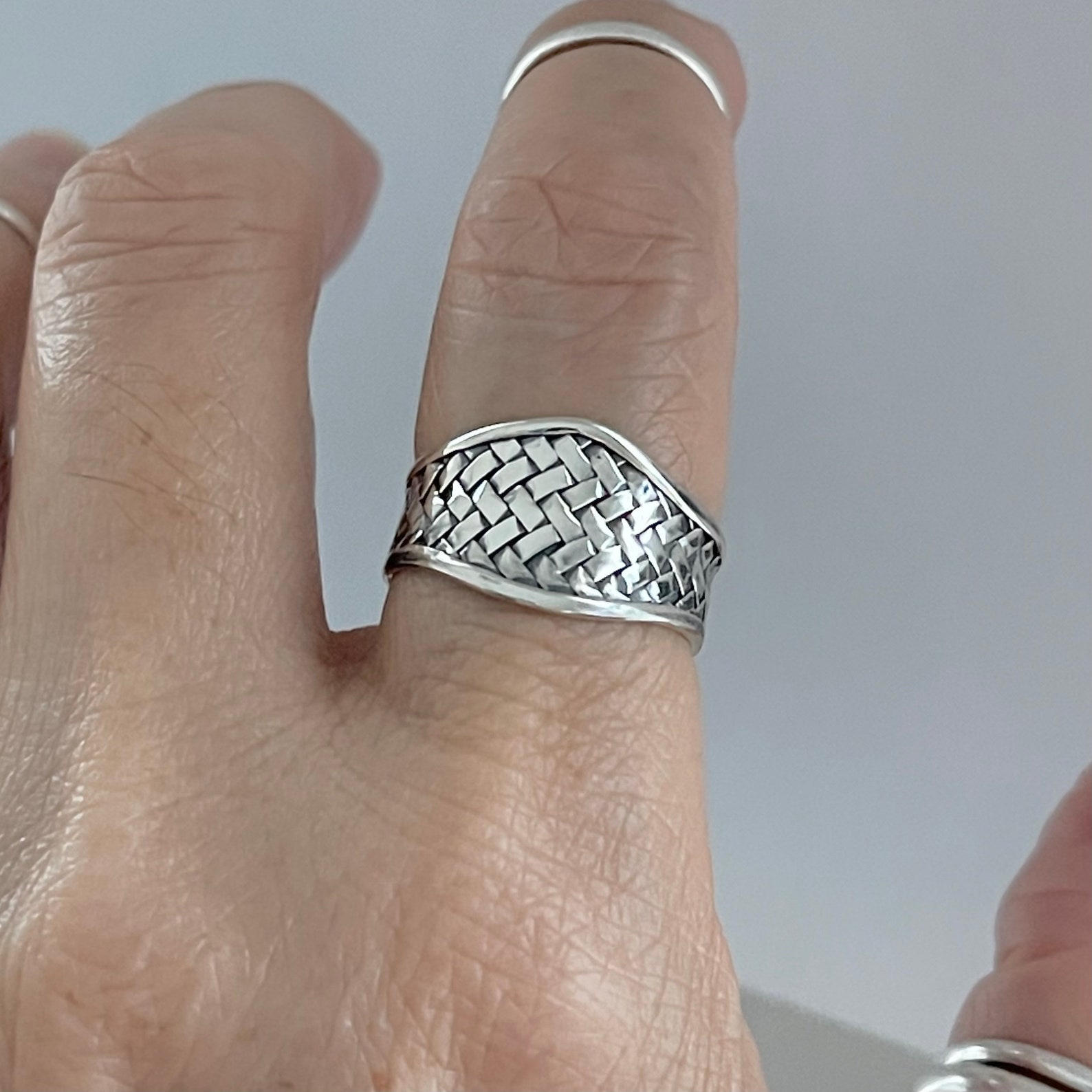 Sterling Silver Cuff Weave Ring Braided Ring Silver Ring - Etsy