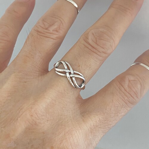 Personalized Sterling Silver Double Infinity Ring - Etsy