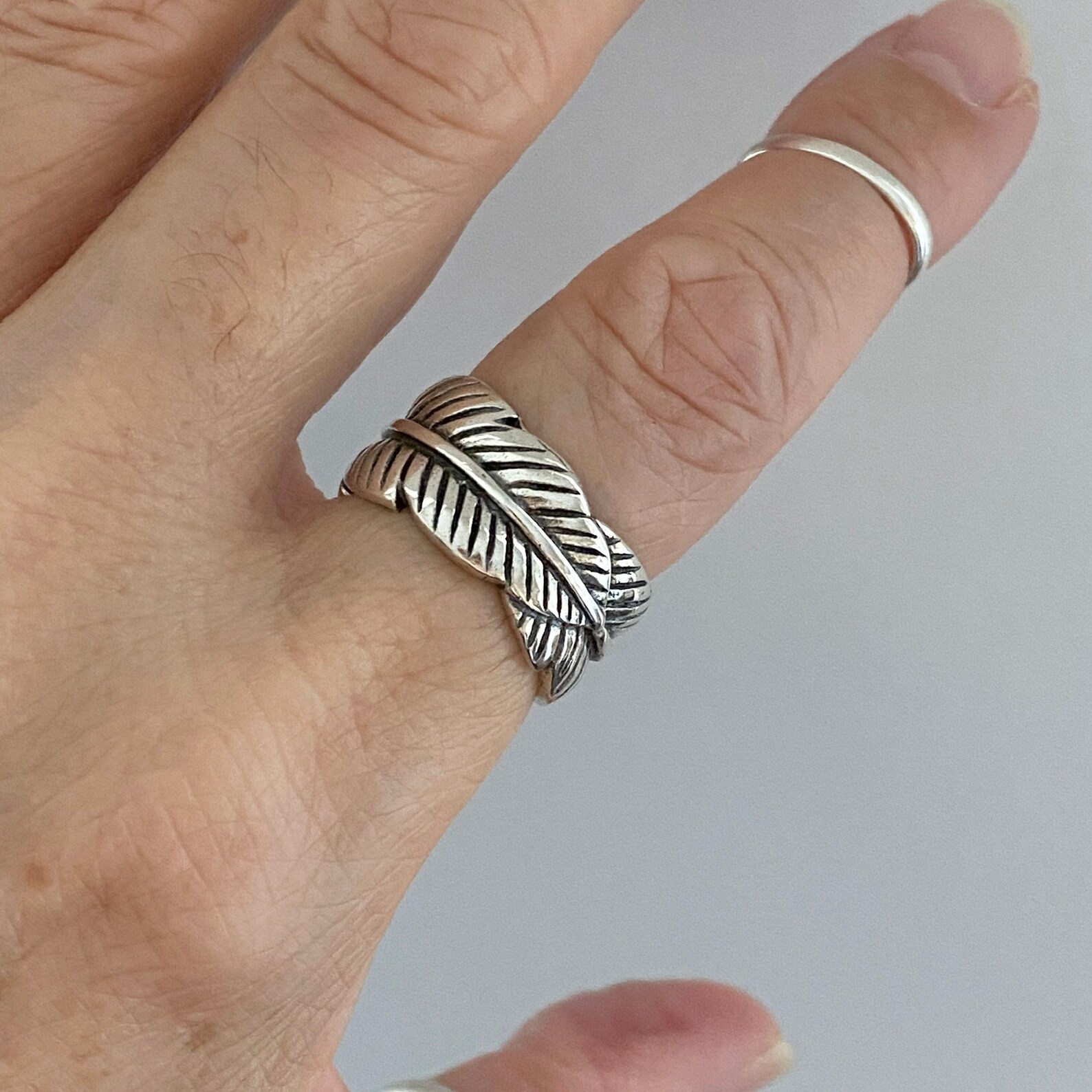 Sterling Silver Thick Wraparound Feather Ring Bird Ring Boho - Etsy