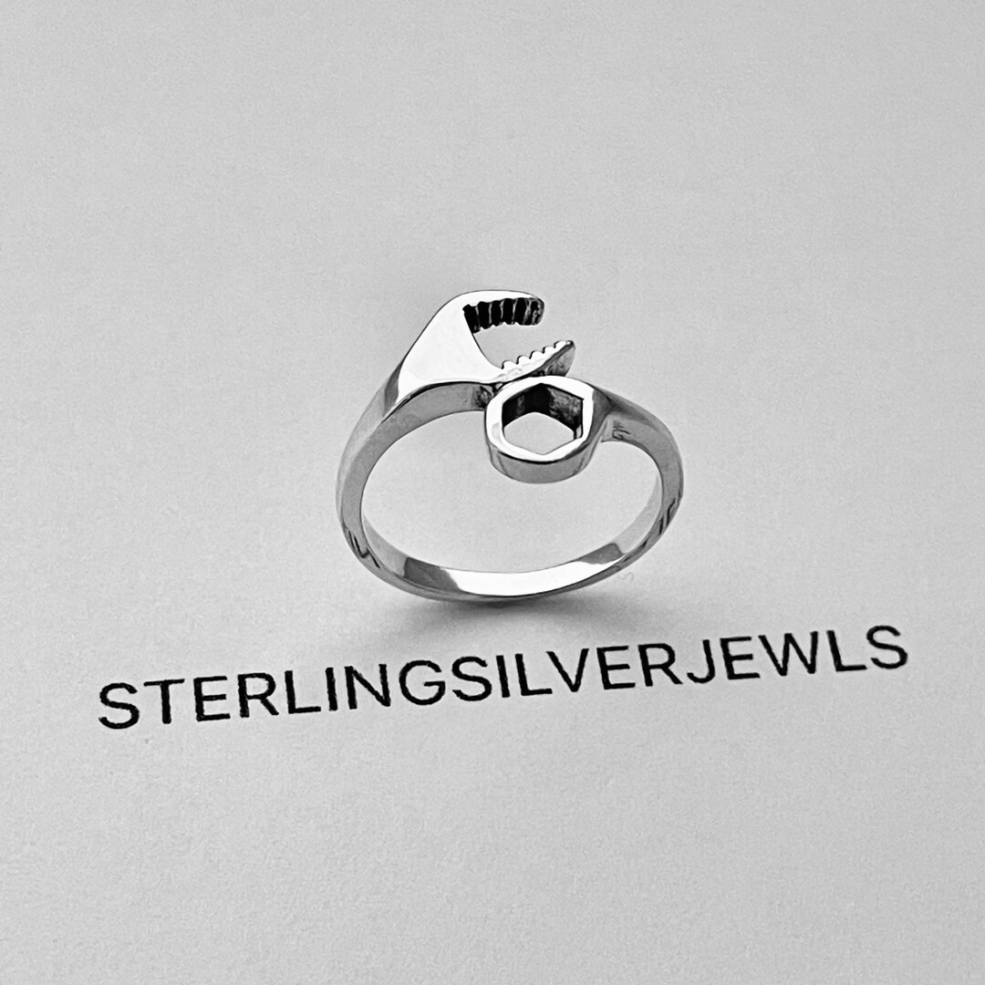 Sterling Silver Unisex Wrench Ring, Mechanic Ring, Tool Ring, Silver ...