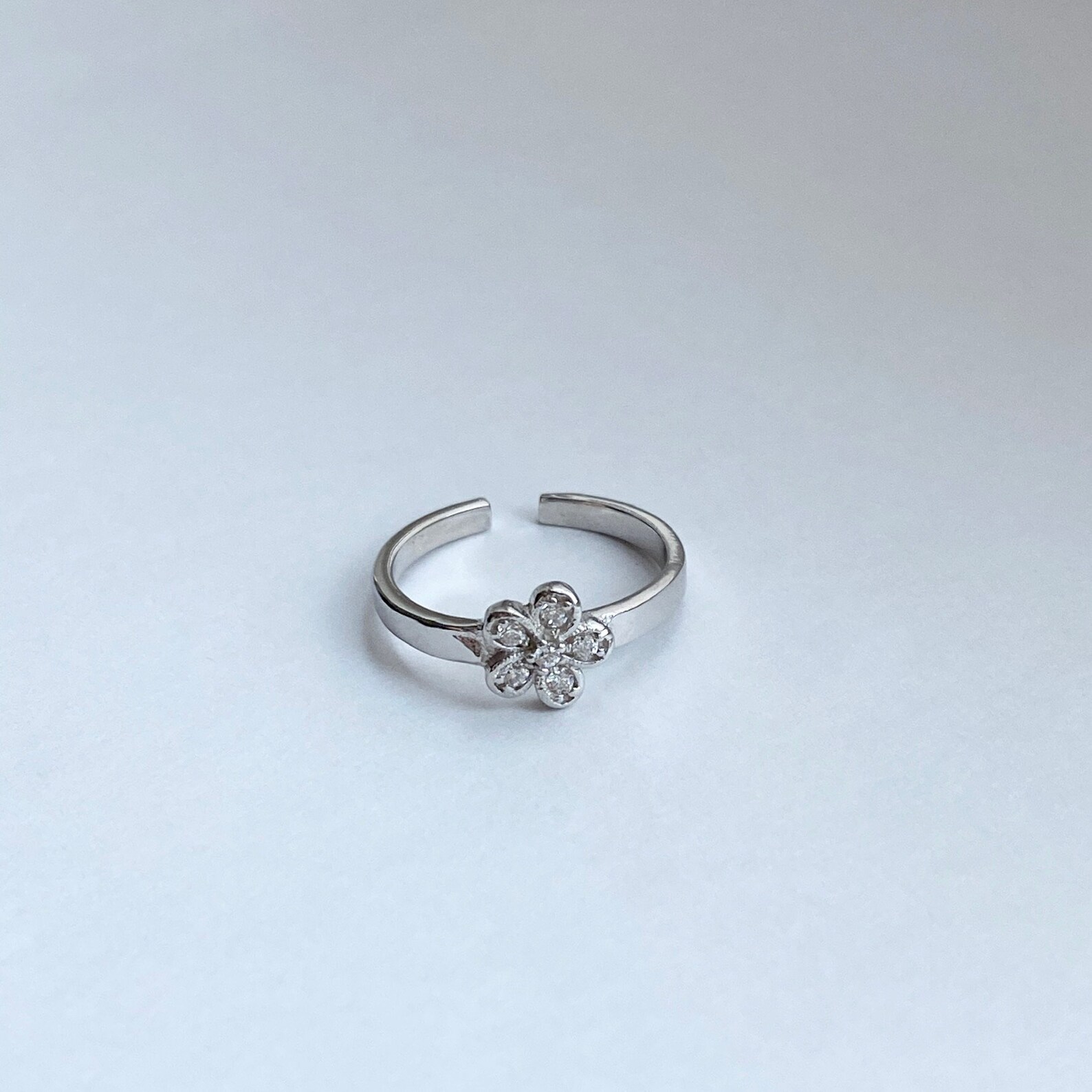 Sterling Silver CZ Flower Toe Ring Silver Ring CZ Ring | Etsy