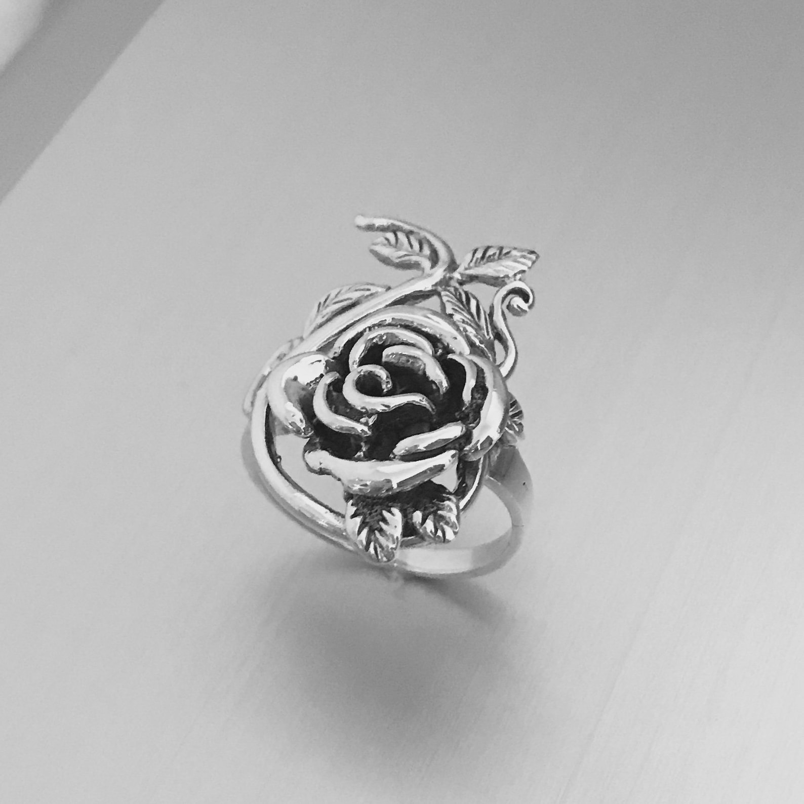Sterling Silver Solid Rose Ring Flower Ring Love Ring | Etsy