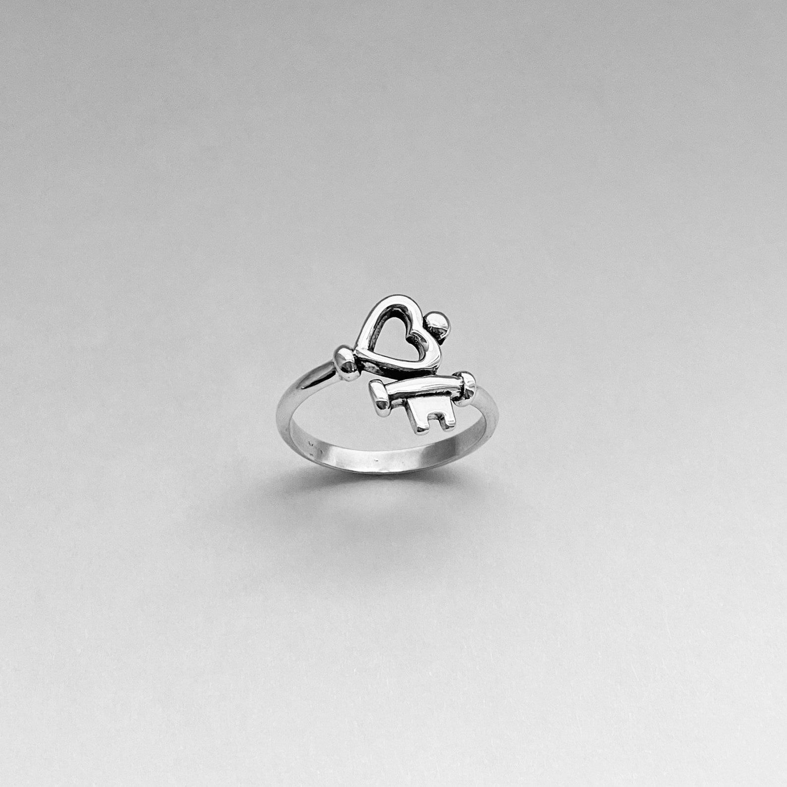 Sterling Silver Heart Key Ring Boho Ring Heart Ring Silver | Etsy
