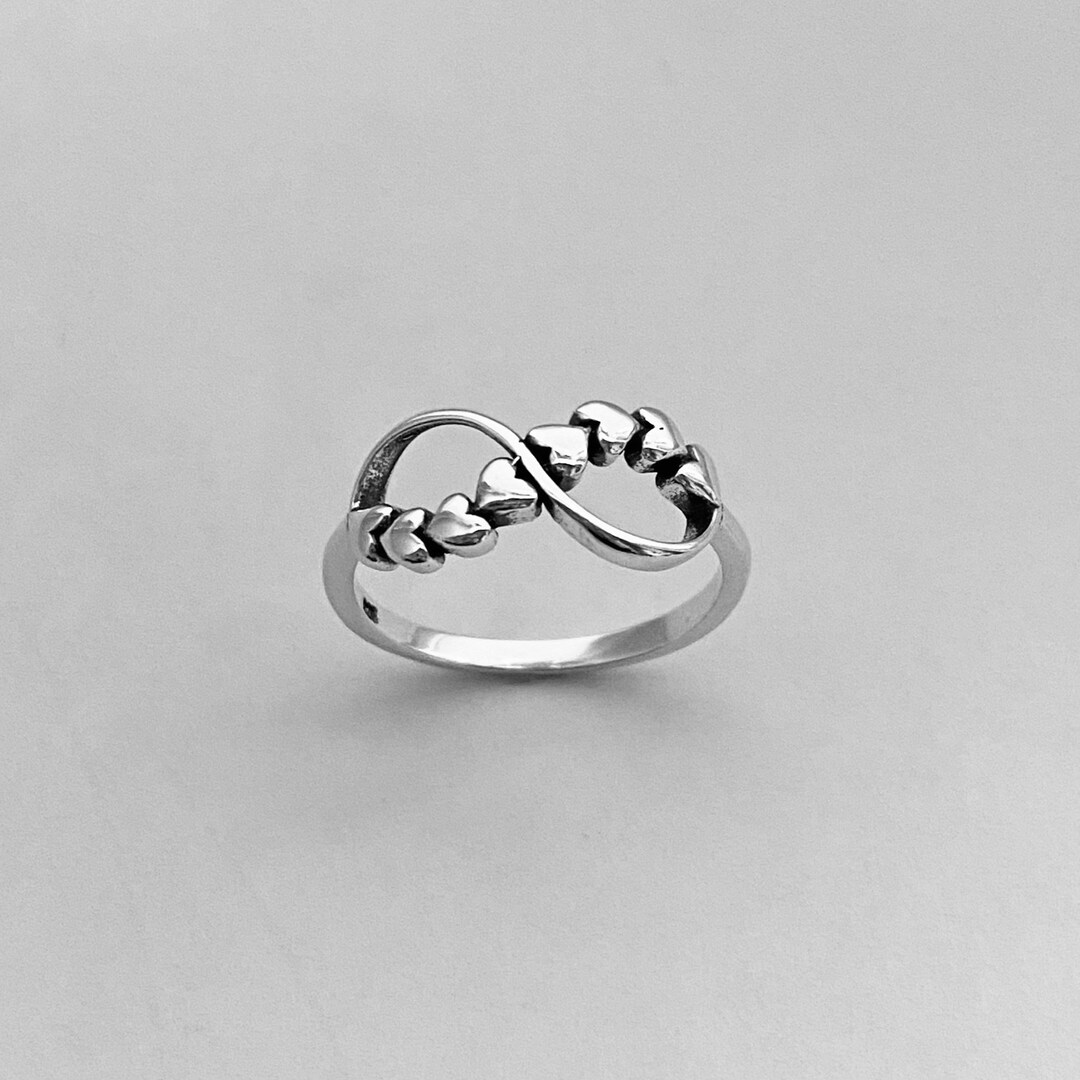 Sterling Silver Hearts Infinity Ring Heart Ring Silver Ring Love