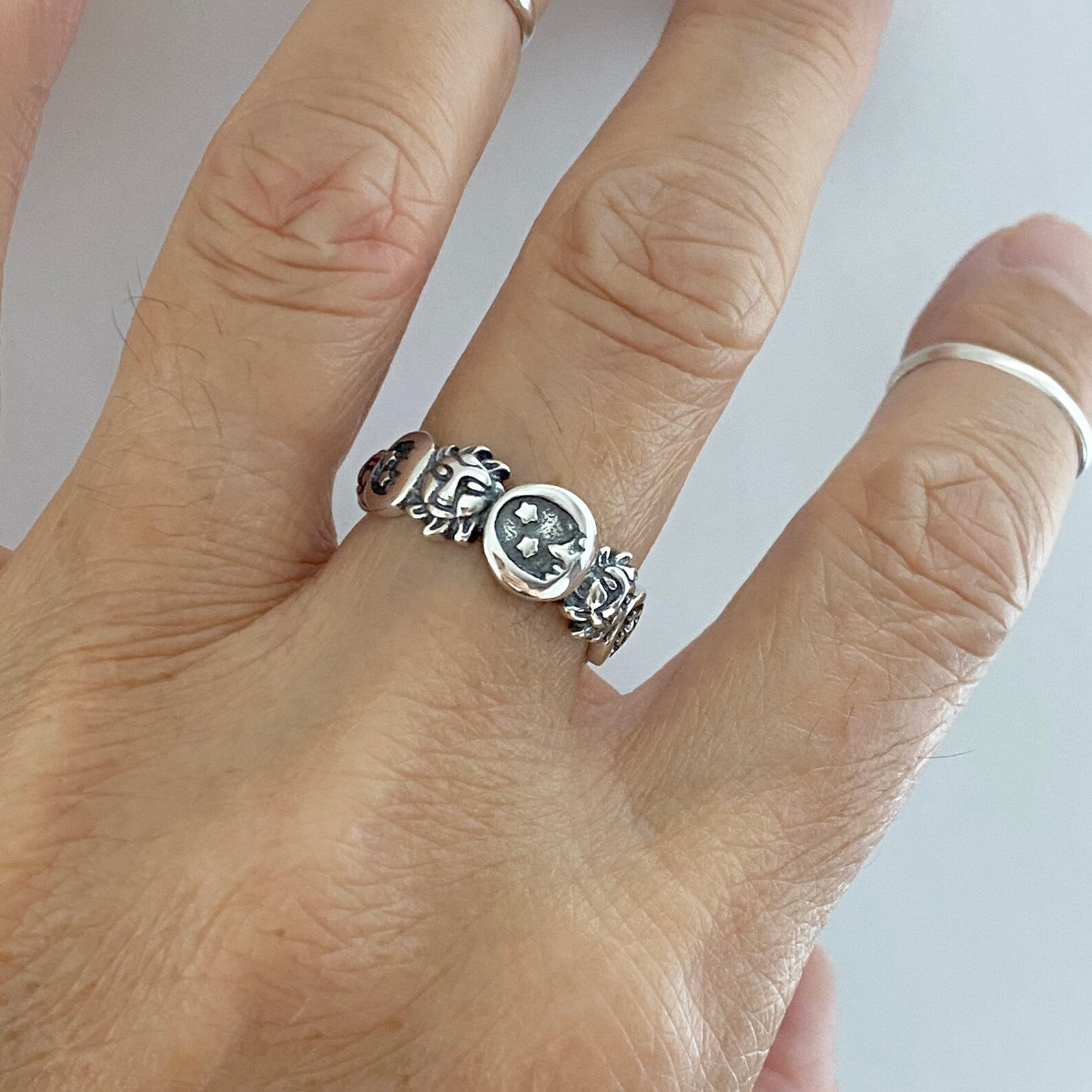 Sterling Silver Celestial Ring Silver Ring Star Ring Sun - Etsy Australia