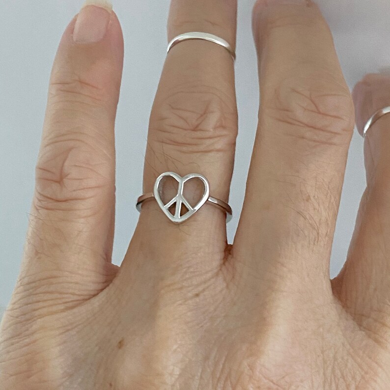 Sterling Silver Love Peace Ring Love Ring Silver Ring Heart - Etsy