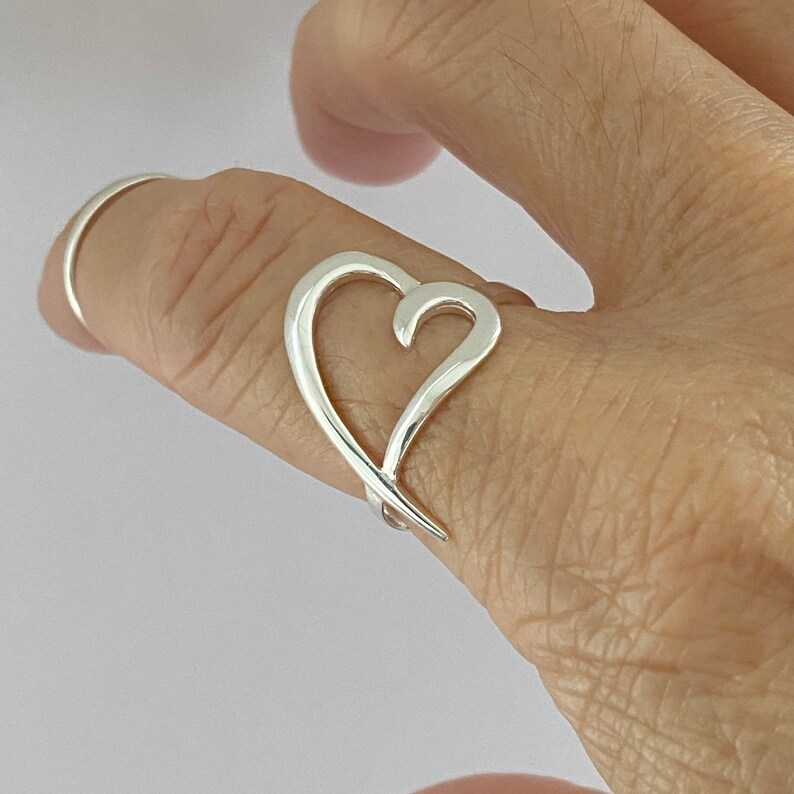 Sterling Silver Big Heart Ring Heart Ring Silver Ring Love - Etsy