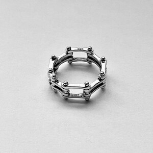 Sterling Silver Unisex Bike Chain Ring, Bikers Ring, Link Ring, Bicycle ...