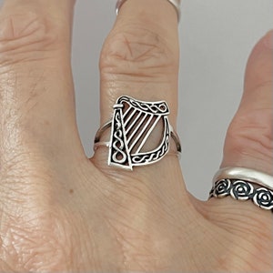 Sterling Silver Harp Ring, Note Ring, Instrument Ring, Silver Ring ...