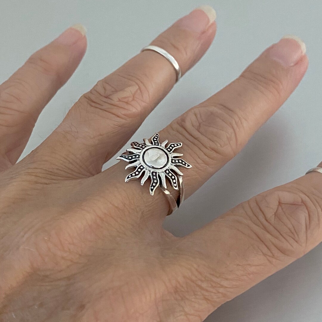 Sterling Silver Large Blazing Sun Ring Sunshine Ring Silver - Etsy