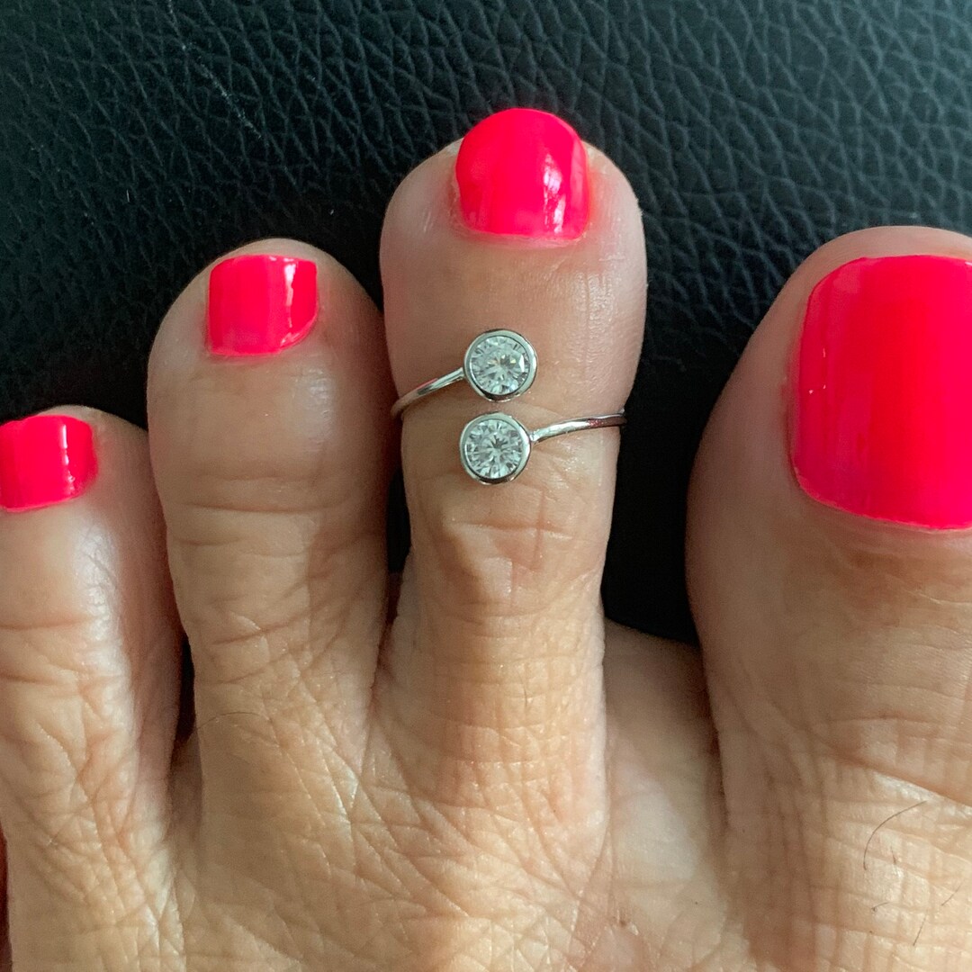 Sterling Silver Round CZ Toe Ring, Silver Ring, Midi Ring, Pinky Ring ...