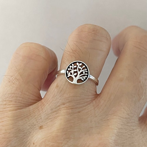 Sterling Silver Small Tree of Life Ring Leaf Ring Tree Ring - Etsy