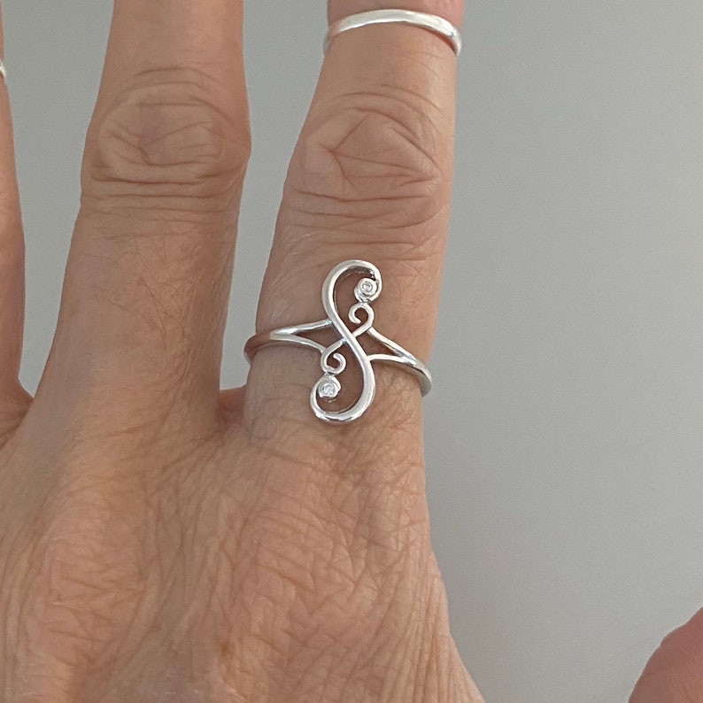 Sterling Silver S Shape Swirly Ring Silver Ring Swirl Ring | Etsy