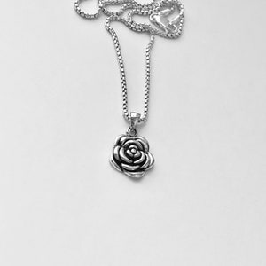 Sterling Silver Rose Necklace, Silver Necklace, Flower Necklace, Love ...