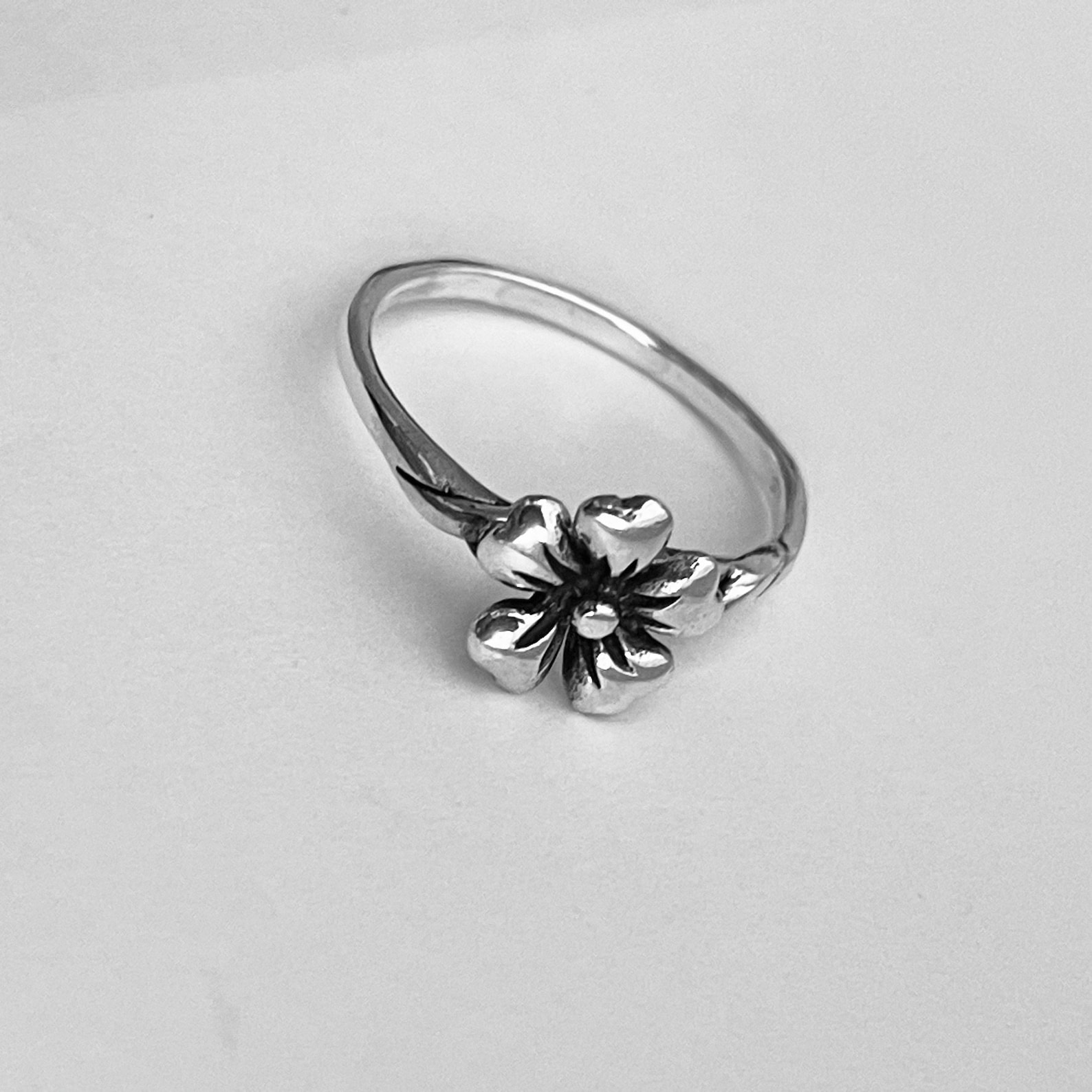 Sterling Silver Five Petals Flower Ring Silver Ring Floral | Etsy
