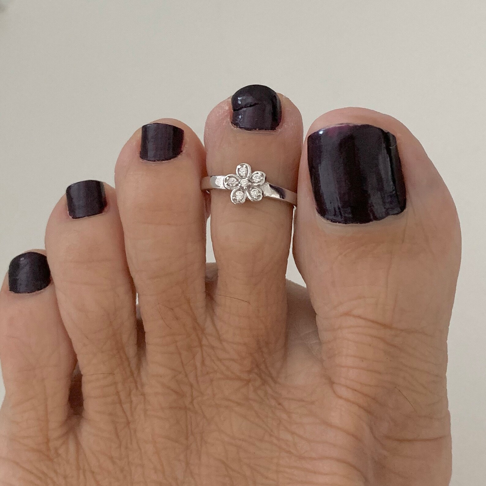 Sterling Silver CZ Flower Toe Ring Silver Ring CZ Ring | Etsy