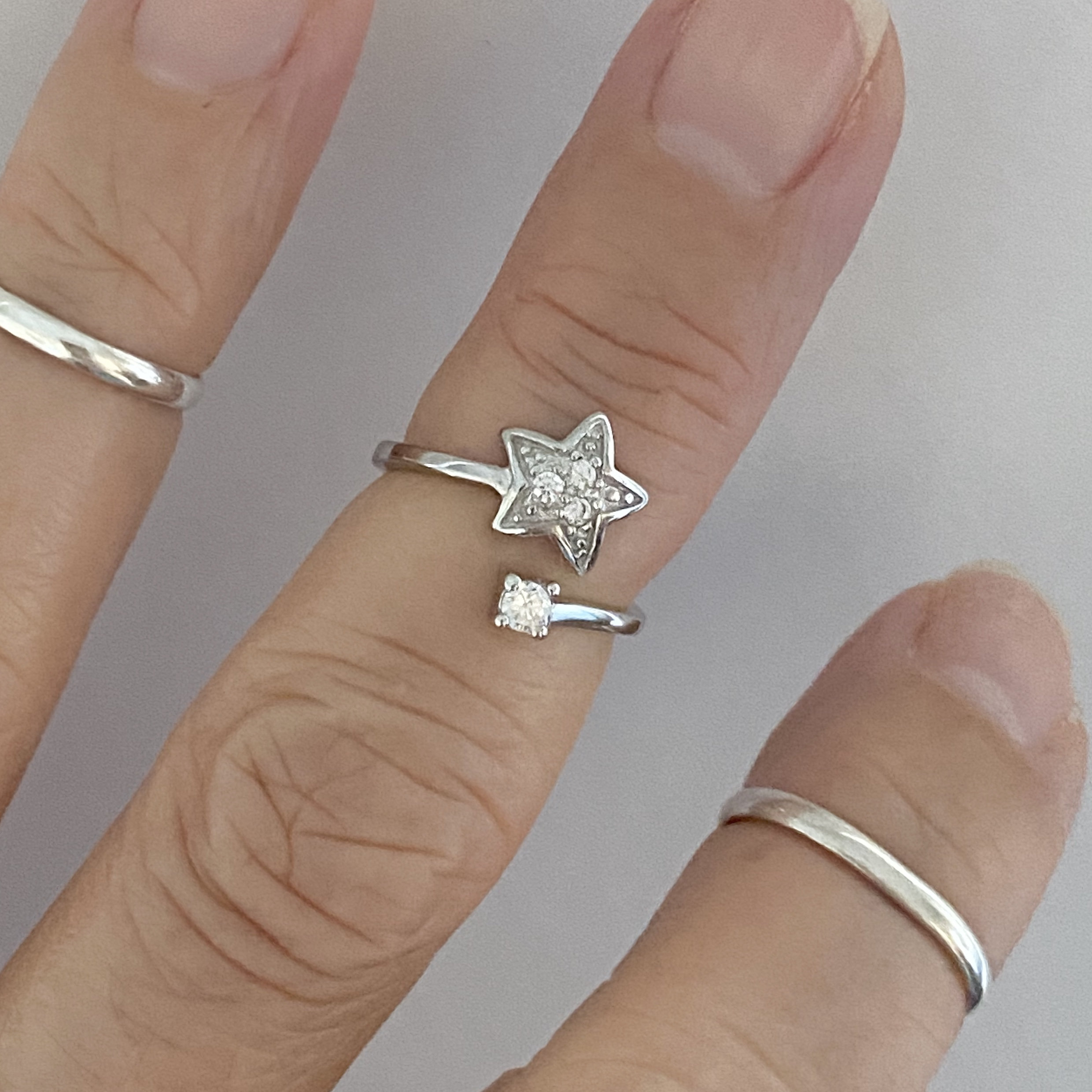 Sterling Silver CZ Star Toe Ring Silver Ring Pinky Ring CZ | Etsy