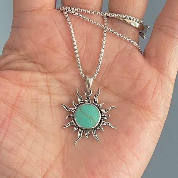 Turquoise Sunburst Necklace - Etsy