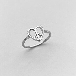 Sterling Silver Love Peace Ring Love Ring Silver Ring Heart - Etsy