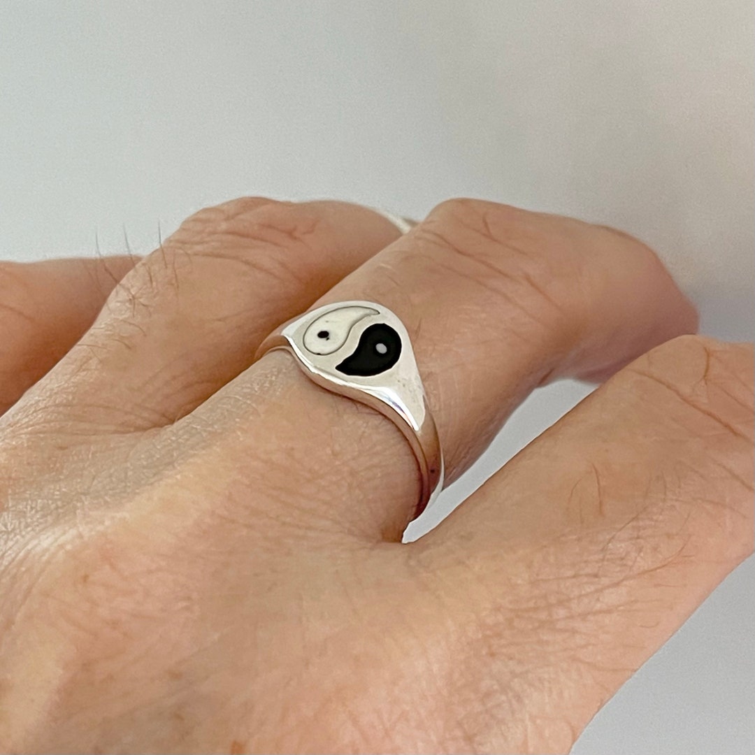 Sterling Silver Round Yin and Yang Ring Yoga Ring, Silver Ring, Boho ...