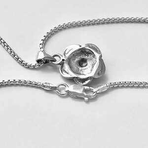 Sterling Silver Rose Necklace, Silver Necklace, Flower Necklace, Love ...