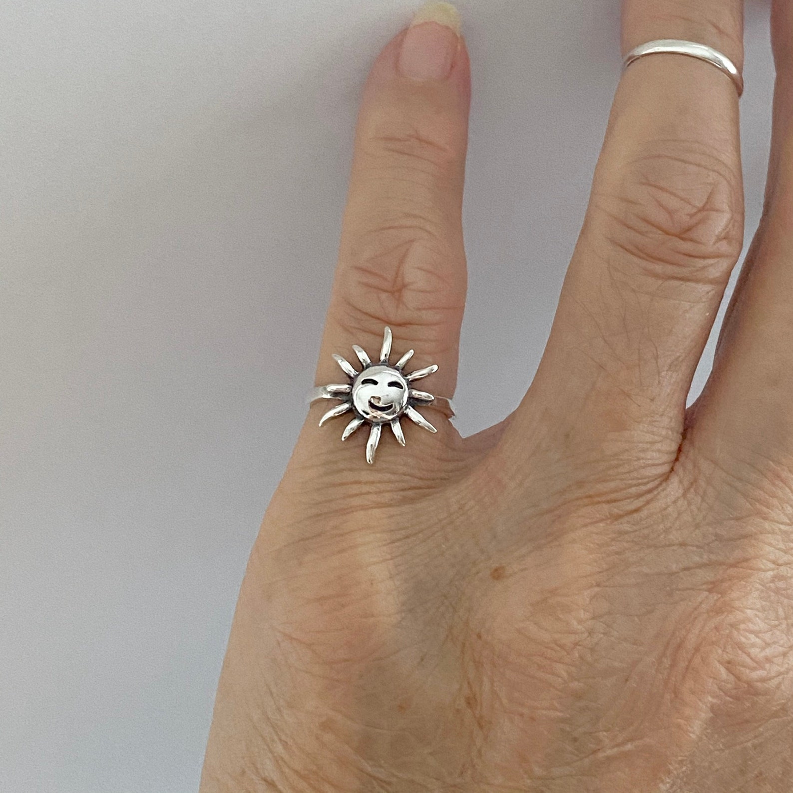 Sterling Silver Happy Sunshine Ring Sun Ring Silver Ring - Etsy