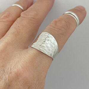 Sterling Silver Thin Hammered Concave Ring, Boho Ring, Silver Ring, Wide Ring, Statement Ring - Etsy