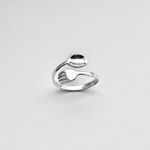 Sterling Silver Delicate Fork and Spoon Ring, Cutlery Ring, Cook Ring ...