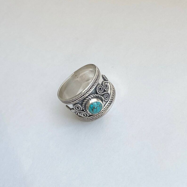 Sterling Silver Bali Style Genuine Turquoise Ring Boho Ring - Etsy