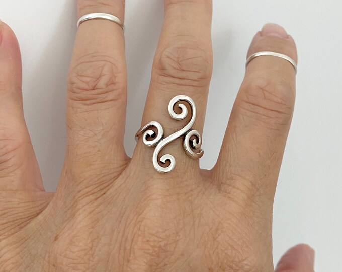 Sterling Silver Swirly Ring, Silver Ring, Boho Ring, Statement Ring ...