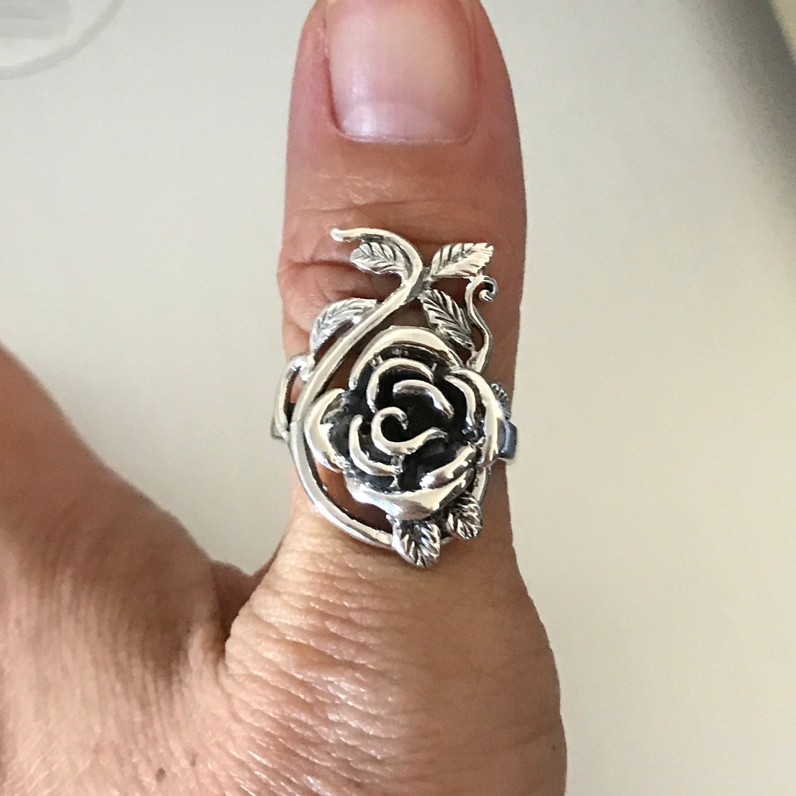 Sterling Silver Solid Rose Ring Flower Ring Love Ring | Etsy