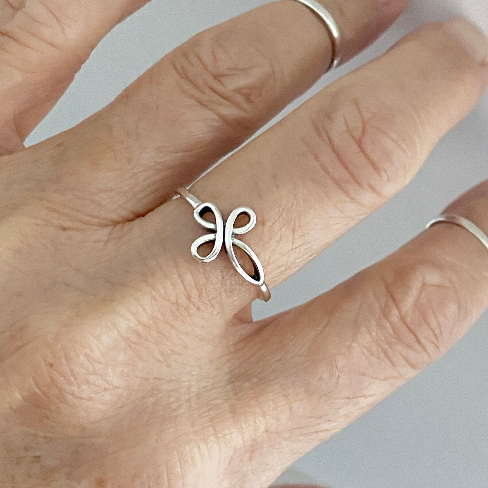 Sterling Silver Intertwined Sideway Cross Ring Dainty Ring - Etsy