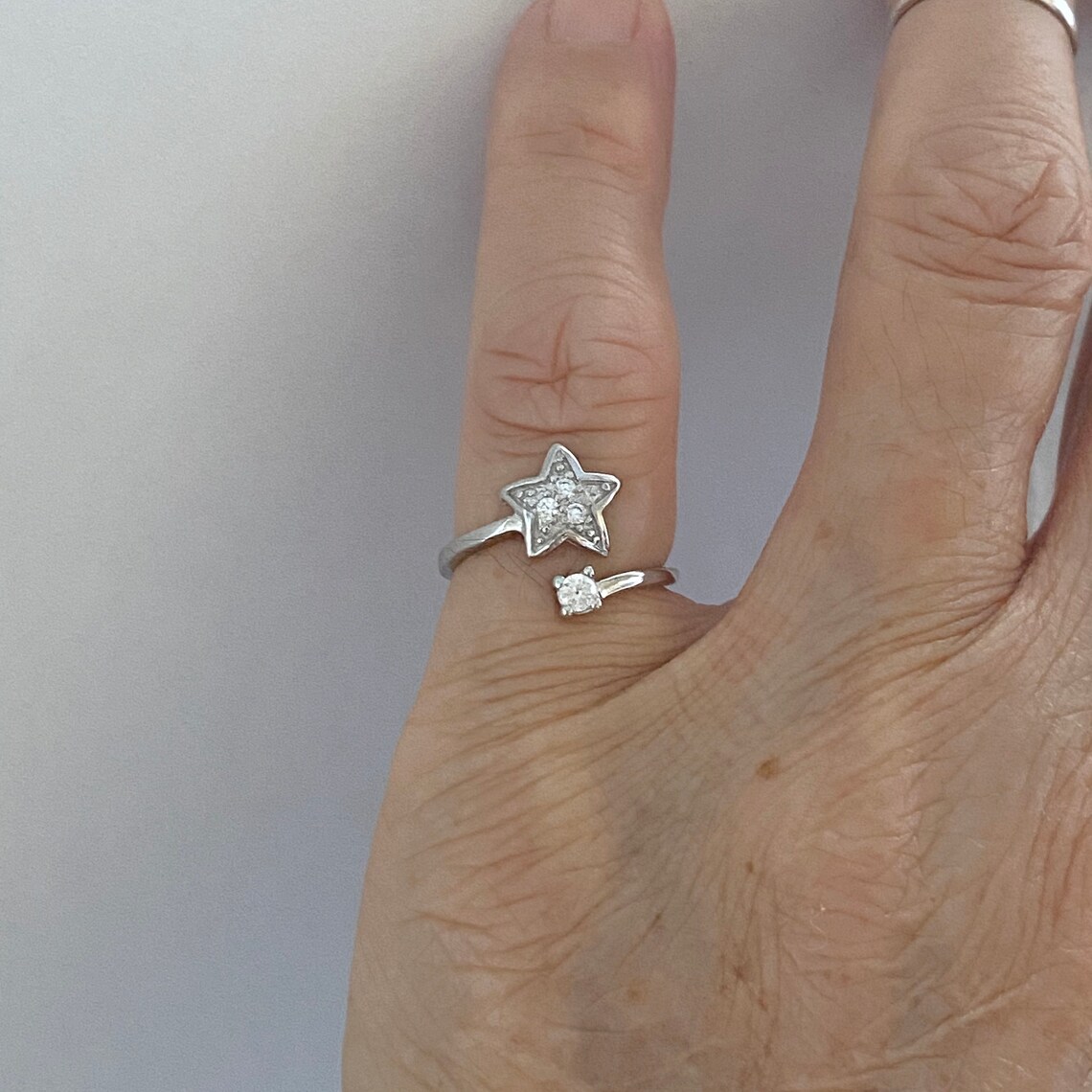 Sterling Silver CZ Star Toe Ring Silver Ring Pinky Ring CZ | Etsy