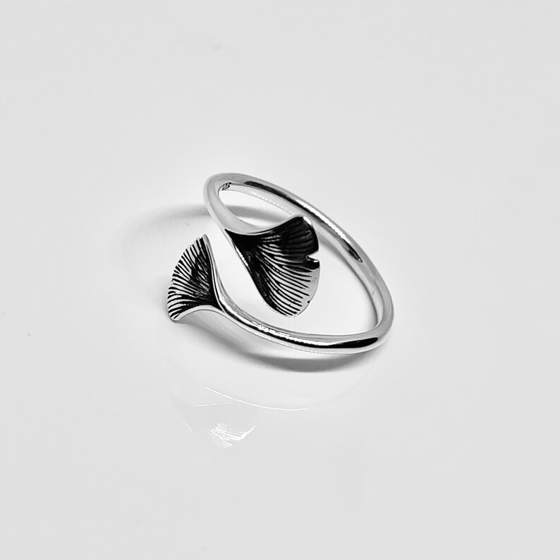 Sterling Silver Wraparound Ginkgo Leaf Ring Dainty Ring Boho - Etsy