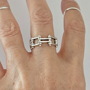 Sterling Silver Unisex Bike Chain Ring, Bikers Ring, Link Ring, Bicycle ...