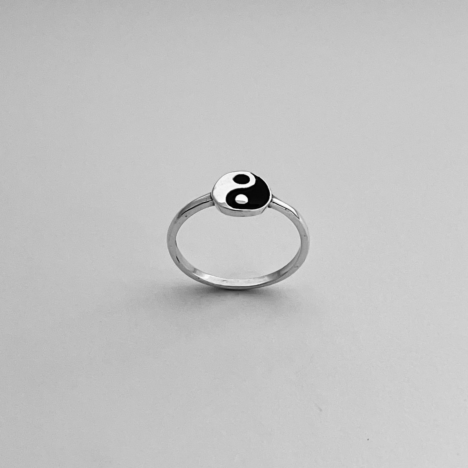 Sterling Silver Small Round Yin and Yang Ring Yoga Ring - Etsy