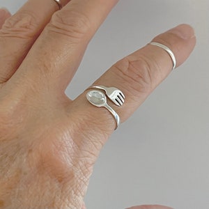 Sterling Silver Delicate Fork and Spoon Ring, Cutlery Ring, Cook Ring ...