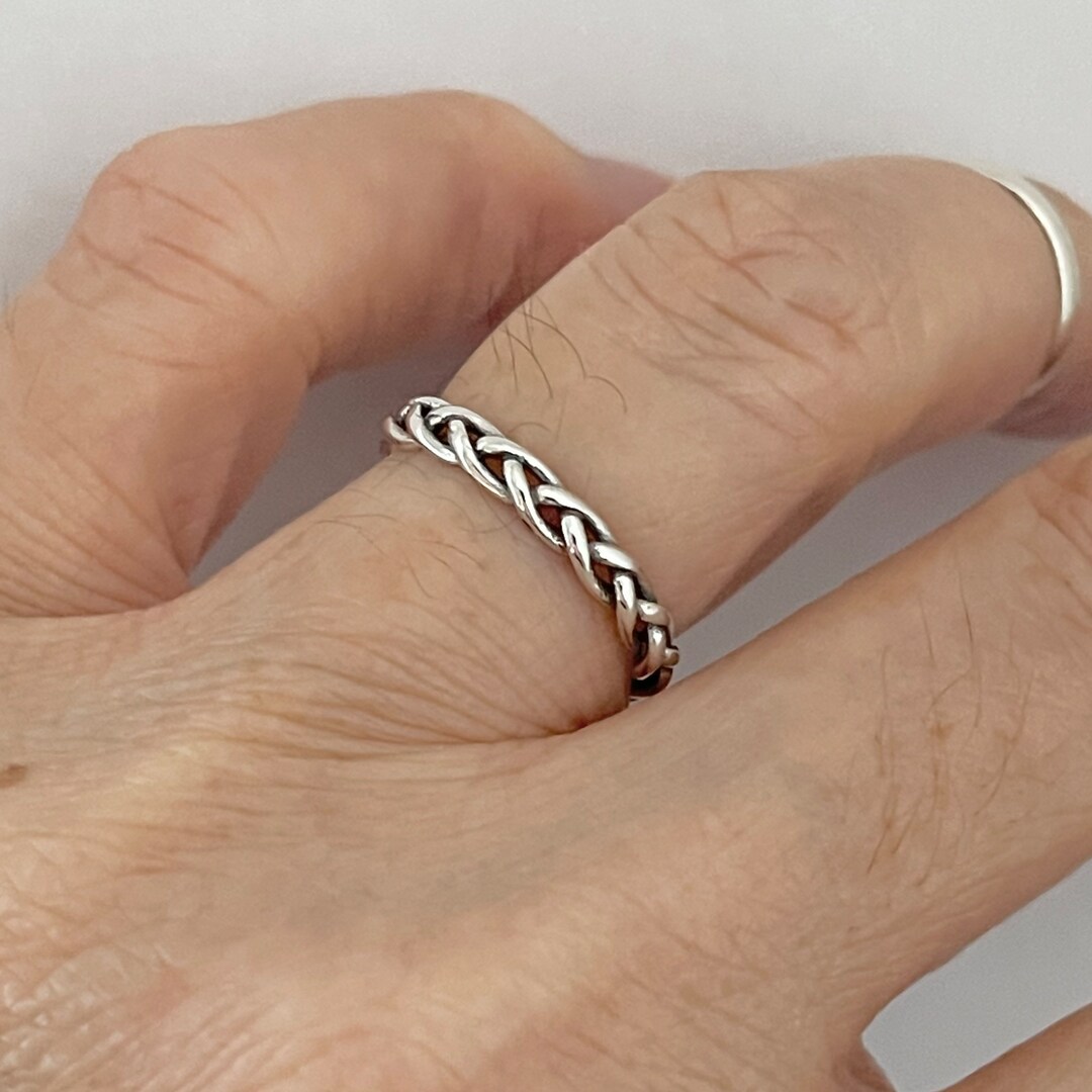 Sterling Silver Small Eternity Braid Ring, Stackable Ring, Silver Band, Twist Ring - Etsy