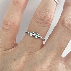 Sterling Silver Tiny Feather Ring, Dainty Ring, Silver Ring, Religious ...