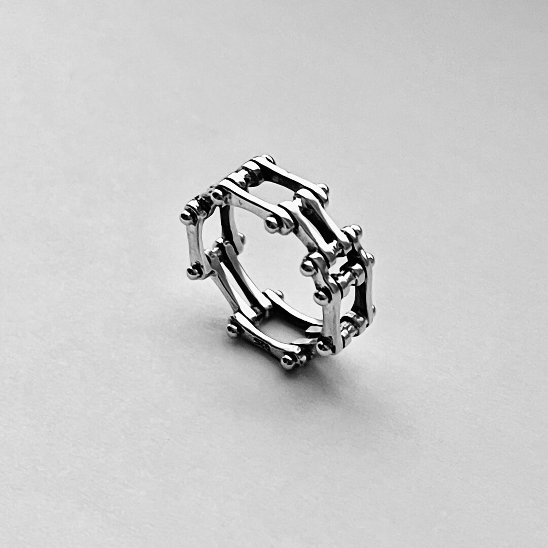 Sterling Silver Unisex Bike Chain Ring, Bikers Ring, Link Ring, Bicycle ...