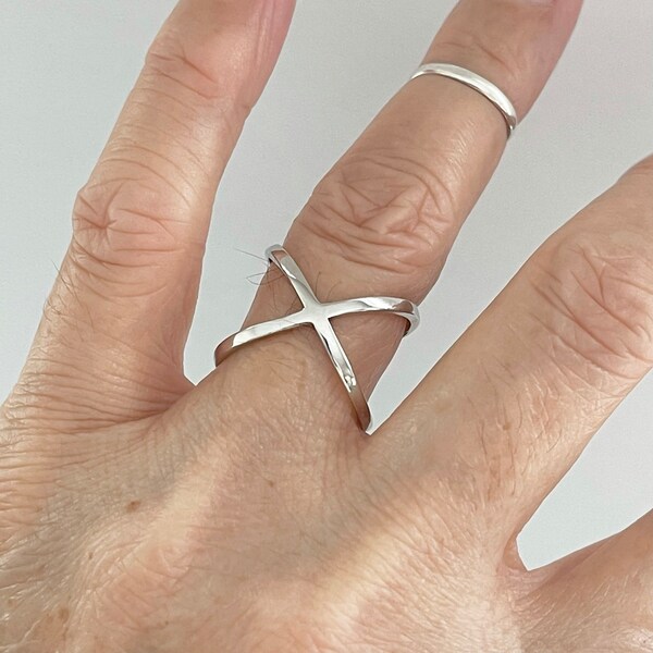 Cross X Shape Ring - Etsy