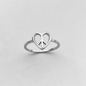 Sterling Silver Love Peace Ring Love Ring Silver Ring Heart - Etsy