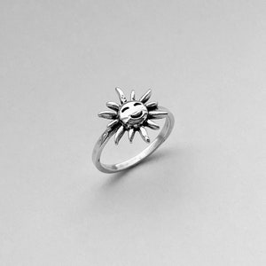 Sterling Silver Happy Sunshine Ring, Sun Ring, Silver Ring, Celestial ...