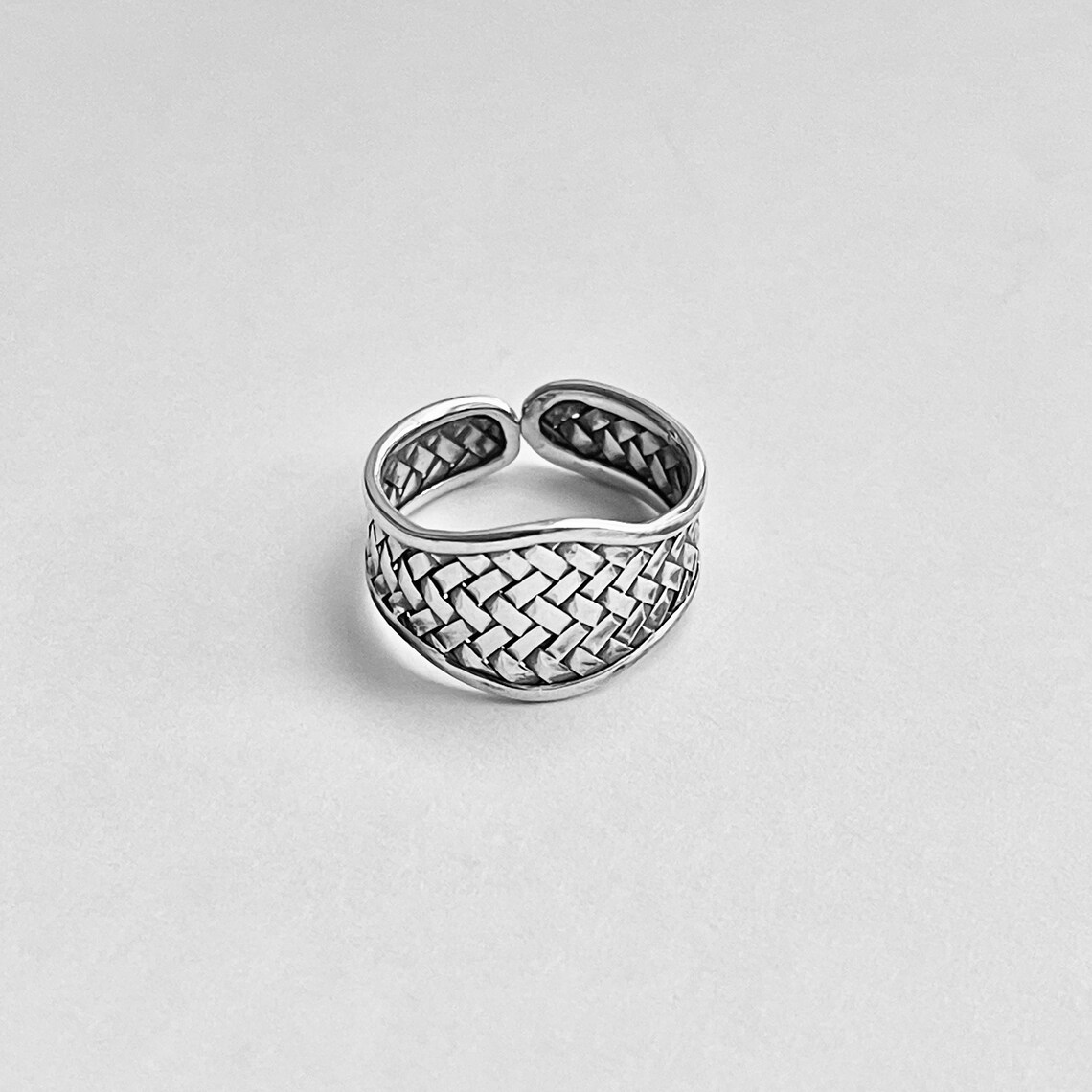 Sterling Silver Cuff Weave Ring Braided Ring Silver Ring - Etsy